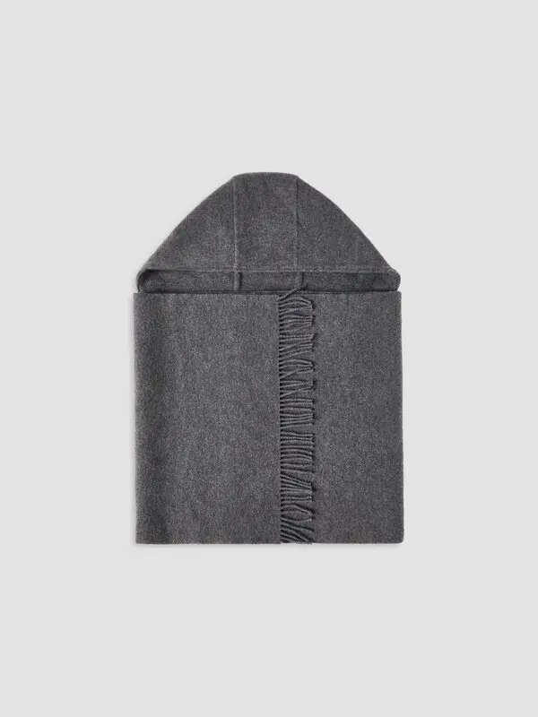 Brunello Cucinelli Hooded Wool And Cashmere Knit Scarf - Medium Grey