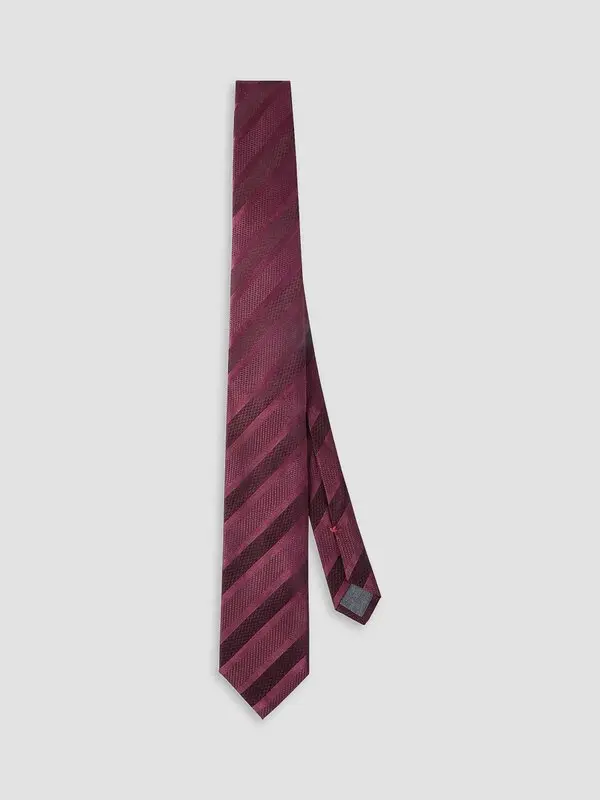 Brunello Cucinelli Textured Tone-on-tone Stripe Silk Tie - Cherry