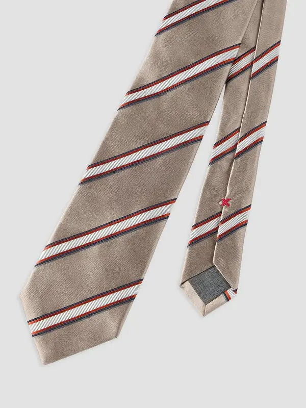 Brunello Cucinelli Regital Stripe Silk And Cotton Tie