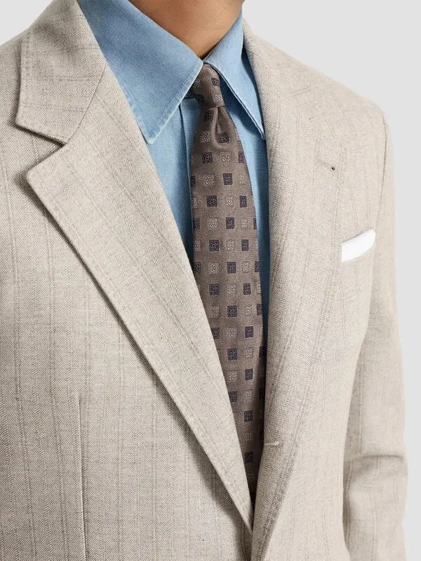 Brunello Cucinelli Silk Tie With Square Pattern - Brown