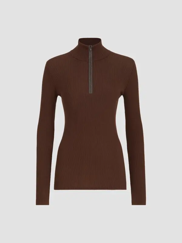 Brunello Cucinelli Virgin Wool And Cashmere Lightweight Ribbed Turtleneck Sweater - Brown