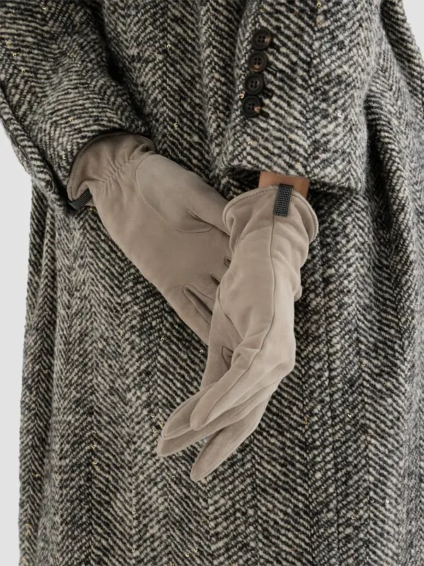 Brunello Cucinelli Suede Gloves With Monili