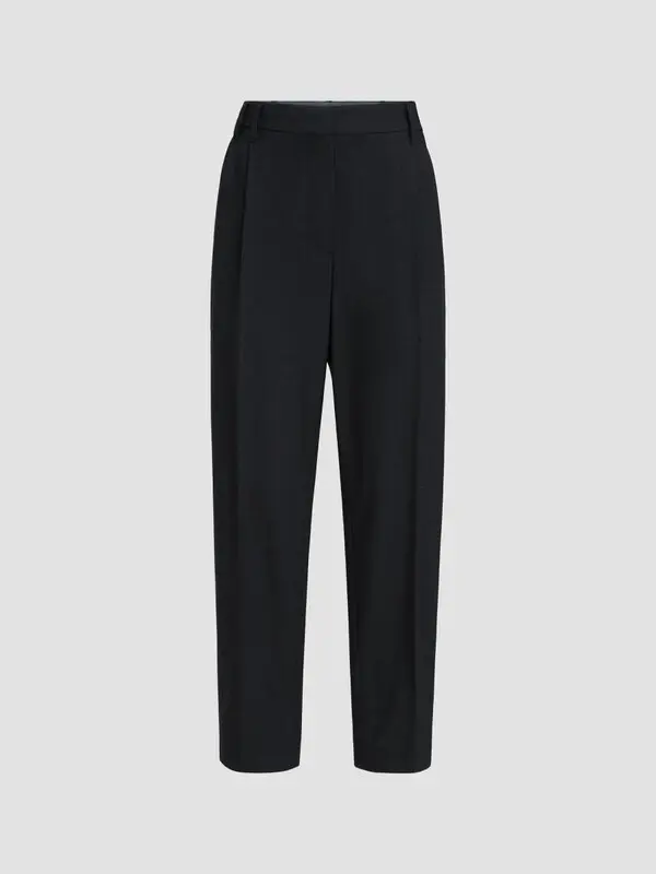 Brunello Cucinelli Tropical Luxury Wool Slouchy Trousers - Lignite Grey