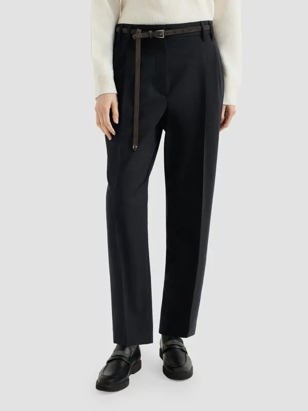 Brunello Cucinelli Tropical Luxury Wool Slouchy Trousers