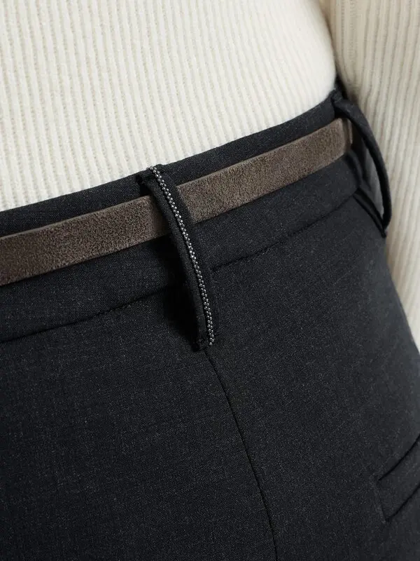 Brunello Cucinelli Tropical Luxury Wool Slouchy Trousers