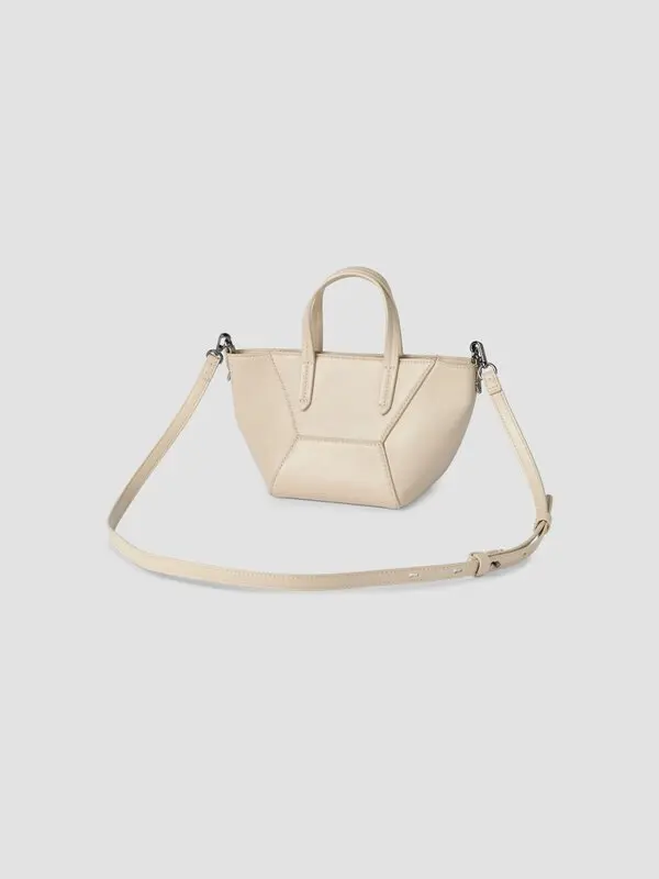 Brunello Cucinelli Duo Mini Top Handle Bag With Monili - Ivory