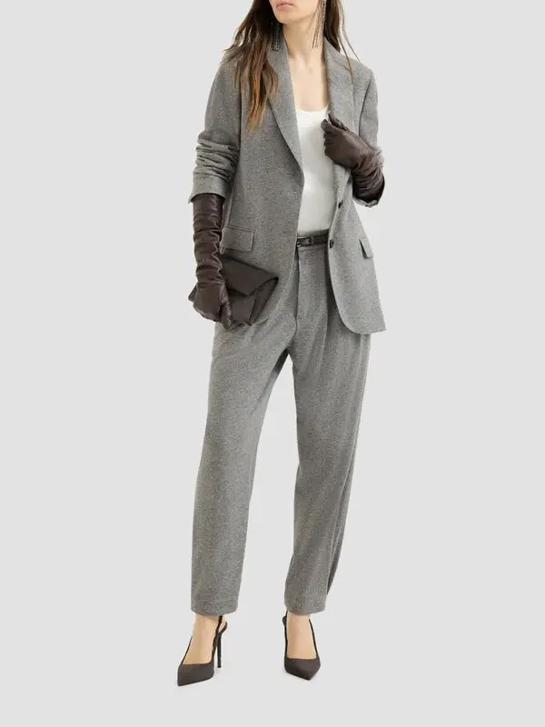 Brunello Cucinelli Cashmere Jersey Tailored Trousers