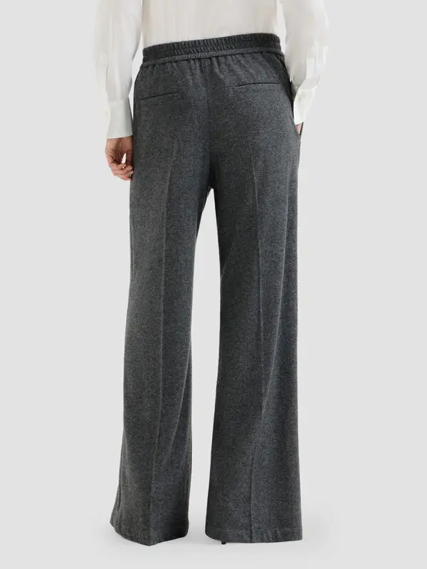 Brunello Cucinelli Cashmere Jersey Pleated Wide Track Trousers