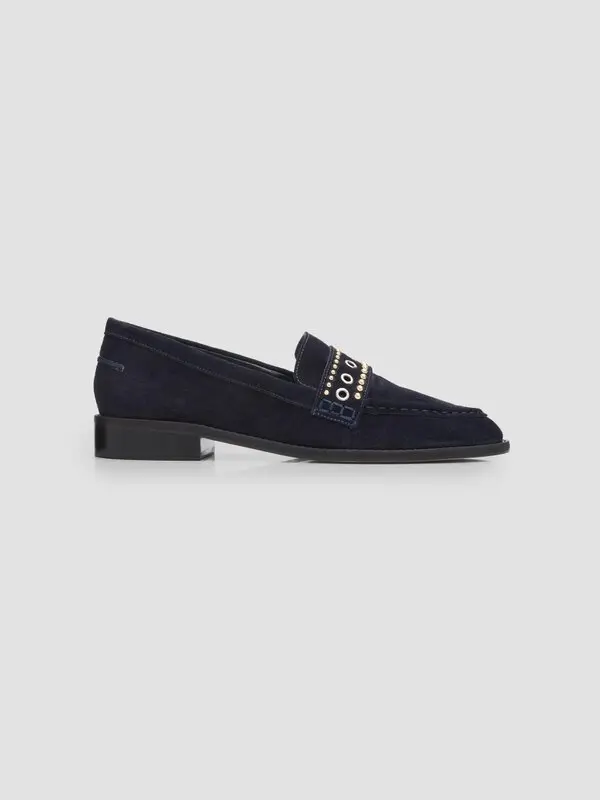 Cinq À Sept Resort Gretta Mixed-metal Studded Loafers - Navy
