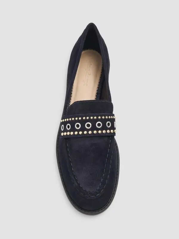 Cinq À Sept Resort Gretta Mixed-metal Studded Loafers - Navy
