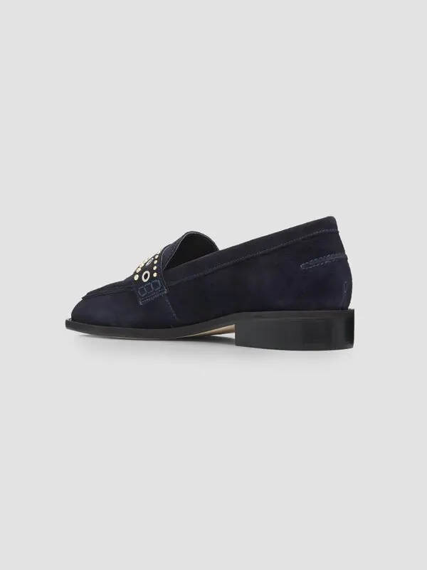 Cinq À Sept Resort Gretta Mixed-metal Studded Loafers - Navy
