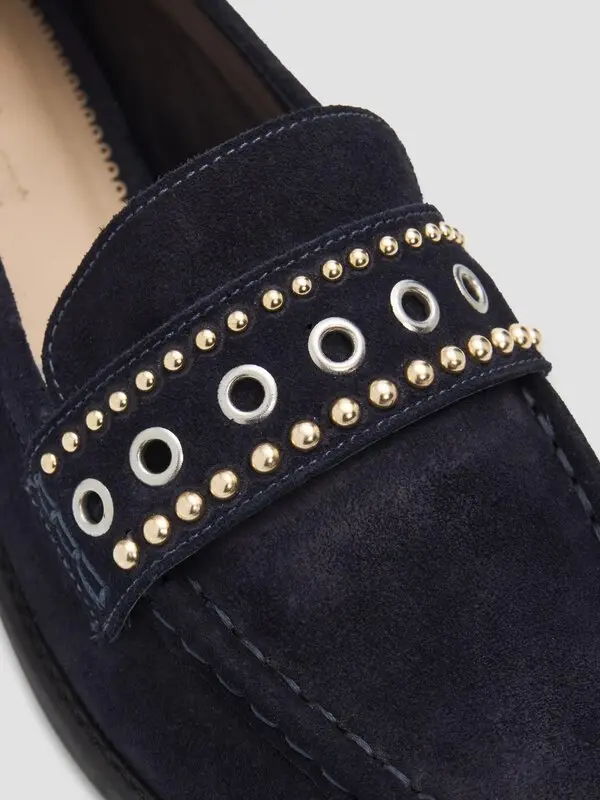 Cinq À Sept Resort Gretta Mixed-metal Studded Loafers - Navy
