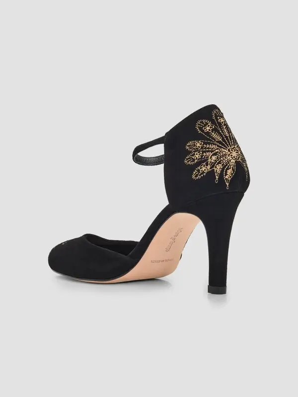 Cinq À Sept Mariana 80mm Embroidered Suede Pumps - Black