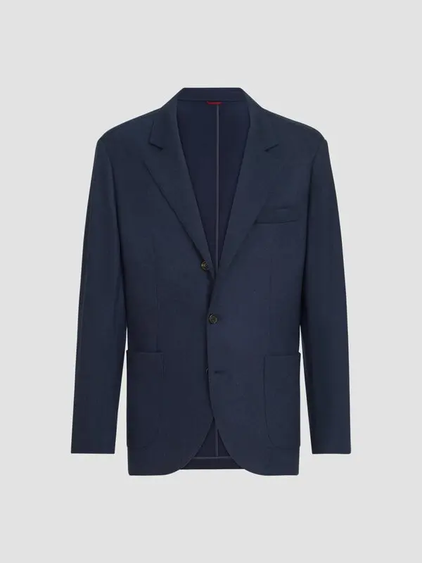 Brunello Cucinelli Cashmere Jersey Blazer With Patch Pockets - Cobalt