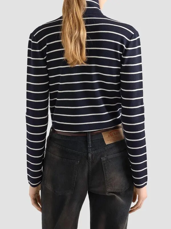 Prada Striped Wool Turtleneck Sweater