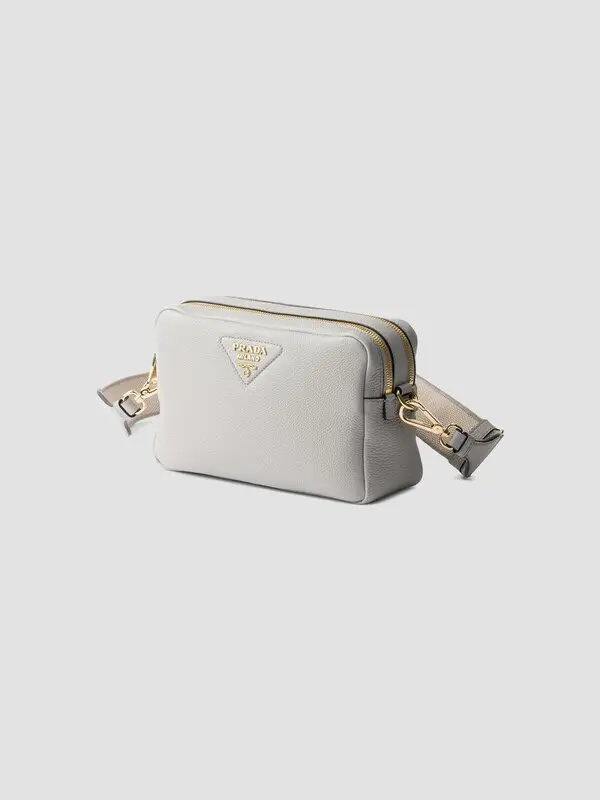 Prada Small Leather Shoulder Bag - Grey