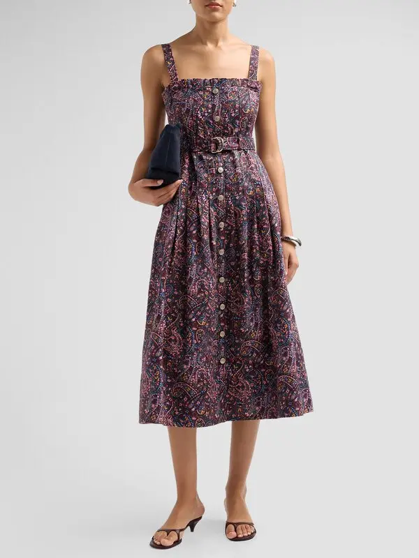 Cinq À Sept Branwen Paisley Denim Midi Dress