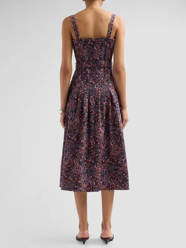 Cinq À Sept Branwen Paisley Denim Midi Dress