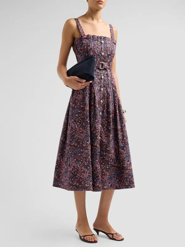Cinq À Sept Branwen Paisley Denim Midi Dress