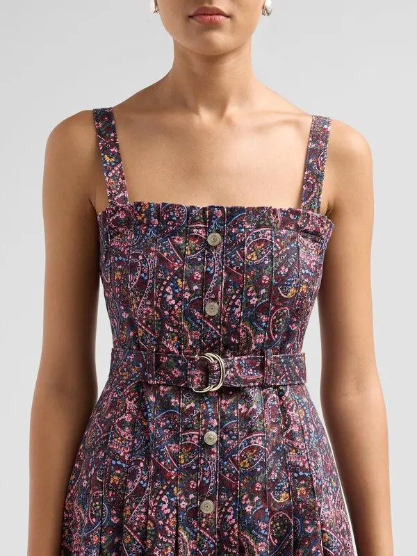 Cinq À Sept Branwen Paisley Denim Midi Dress