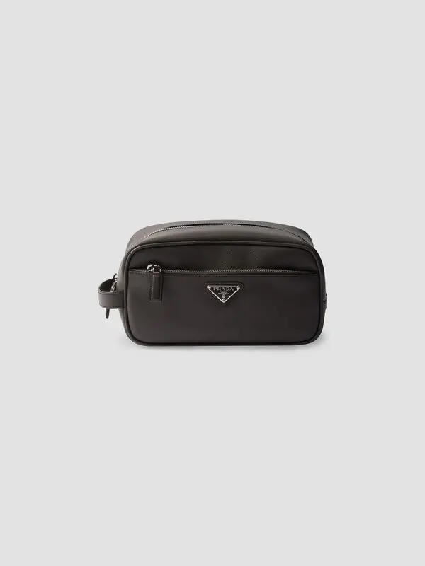 Prada Saffiano Leather Travel Pouch - Grey