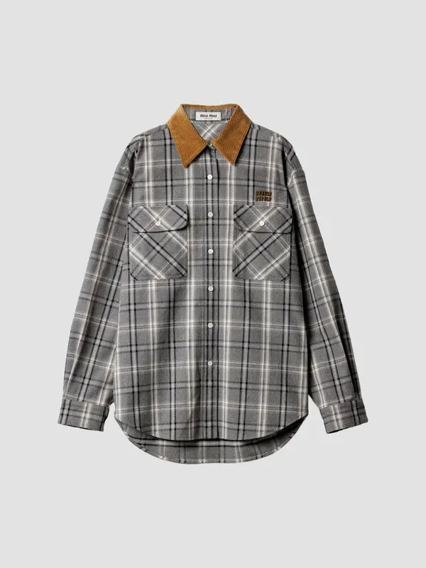 Miu Miu Checked Flannel Shirt - Grey