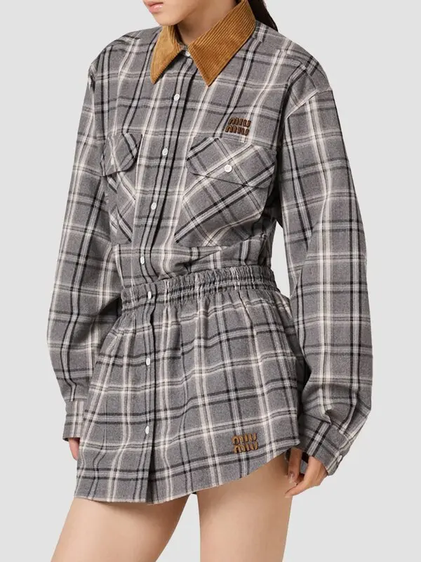 Miu Miu Checked Flannel Shirt - Grey