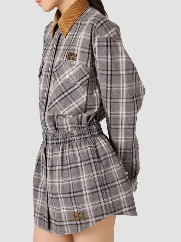 Miu Miu Checked Flannel Shirt - Grey