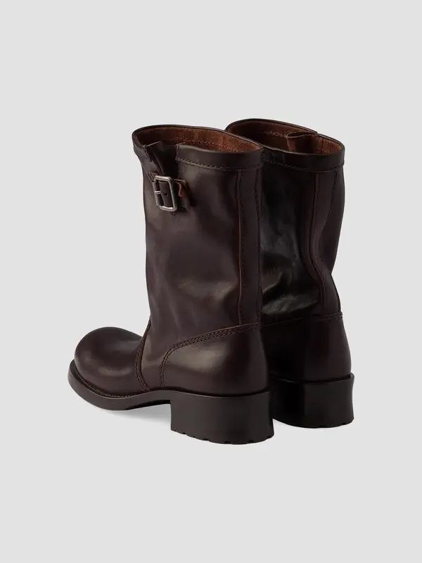 Prada Leather Mid-calf Boots - Dark Brown