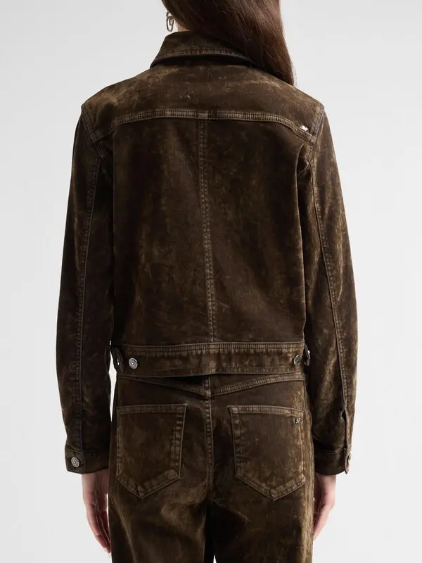 Cinq À Sept Nicole Flocked Denim Jacket - Dark Olive