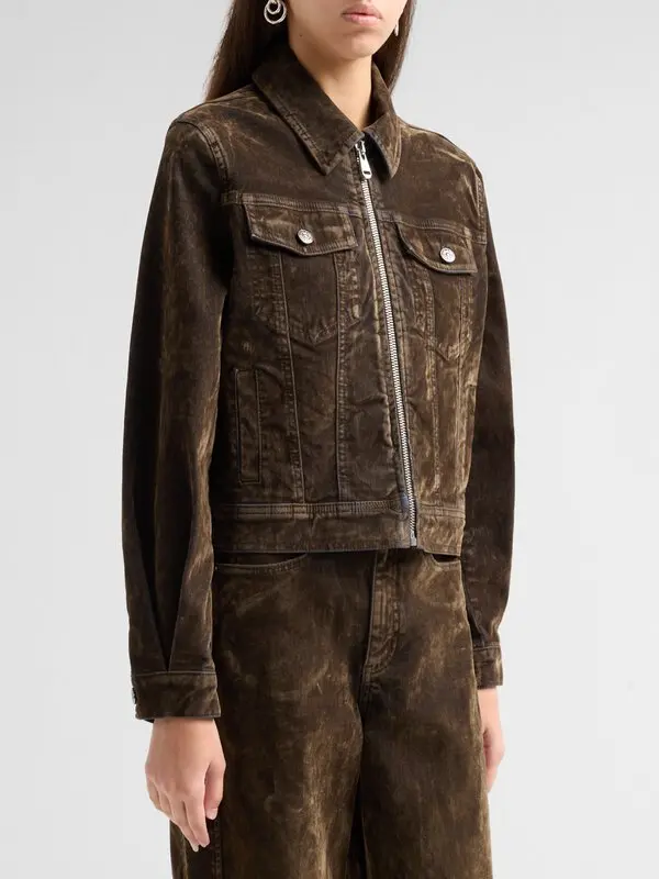 Cinq À Sept Nicole Flocked Denim Jacket - Dark Olive