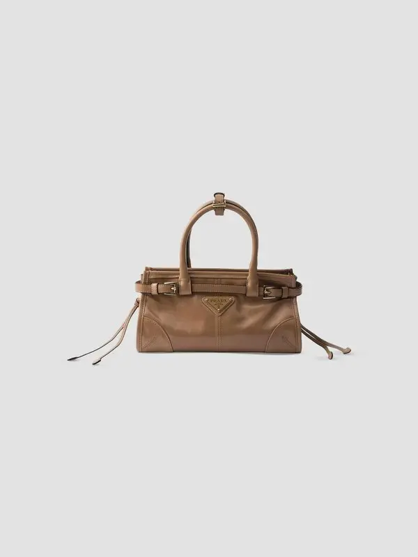 Prada Bonnie Leather Mini Top Handle Bag - Medium Brown
