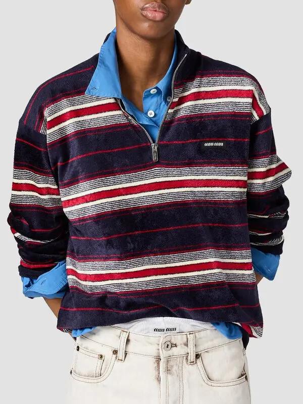 Miu Miu Chenille Half-zipper Sweater