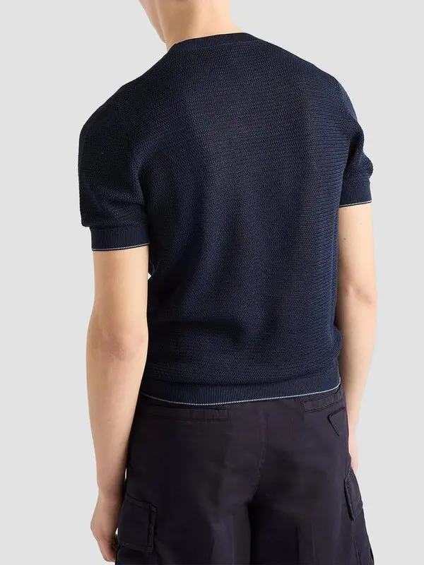 Prada Silk And Cotton Crewneck Sweater - Blue