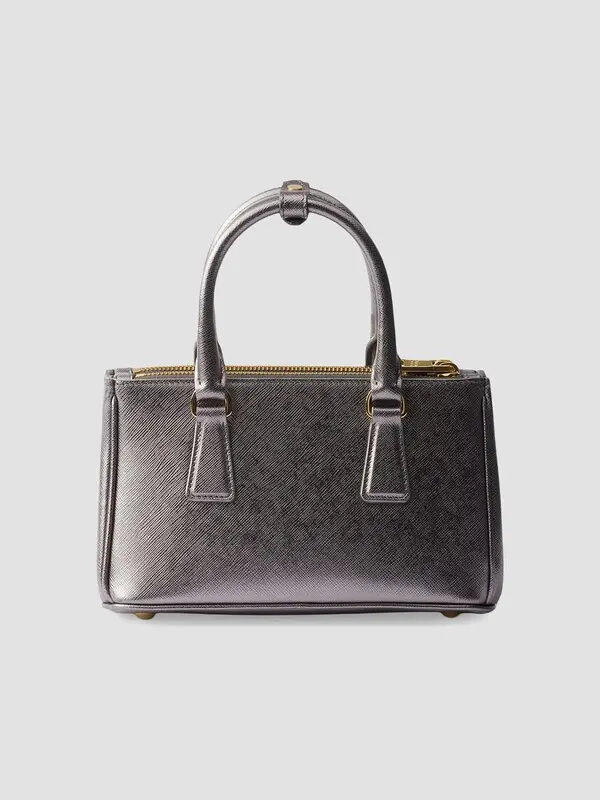 Prada Galleria Patent Saffiano Leather Mini Top Handle Bag - Silver