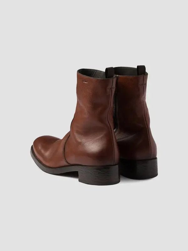 Prada Leather Zipper Boots - Brown