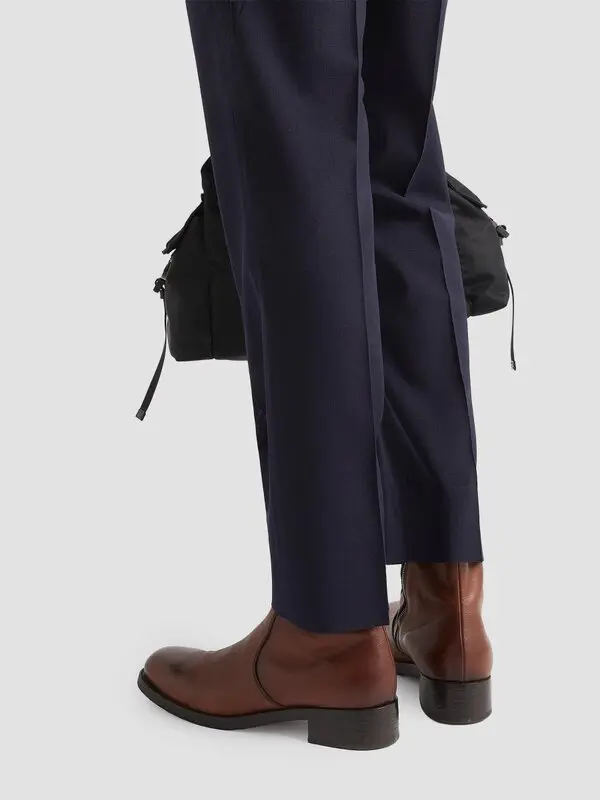 Prada Leather Zipper Boots - Brown