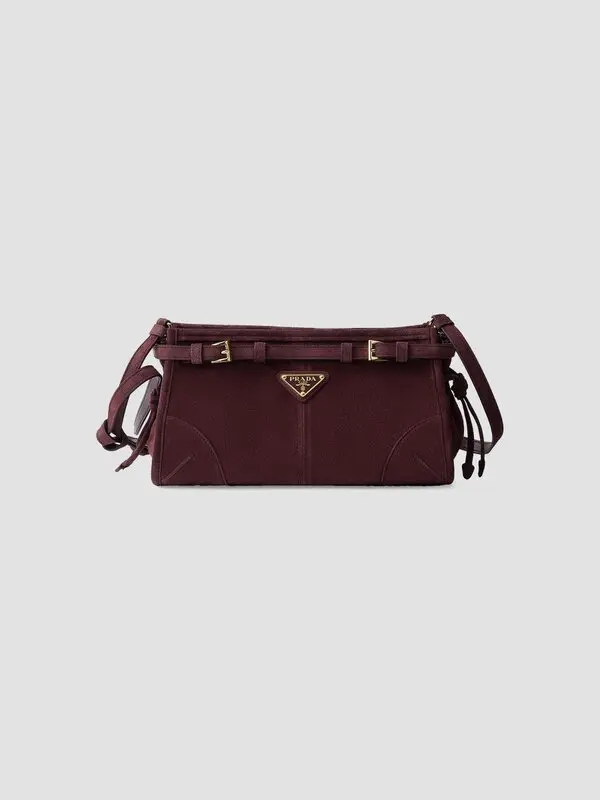 Prada Bonnie Small Suede Shoulder Bag - Dark Red