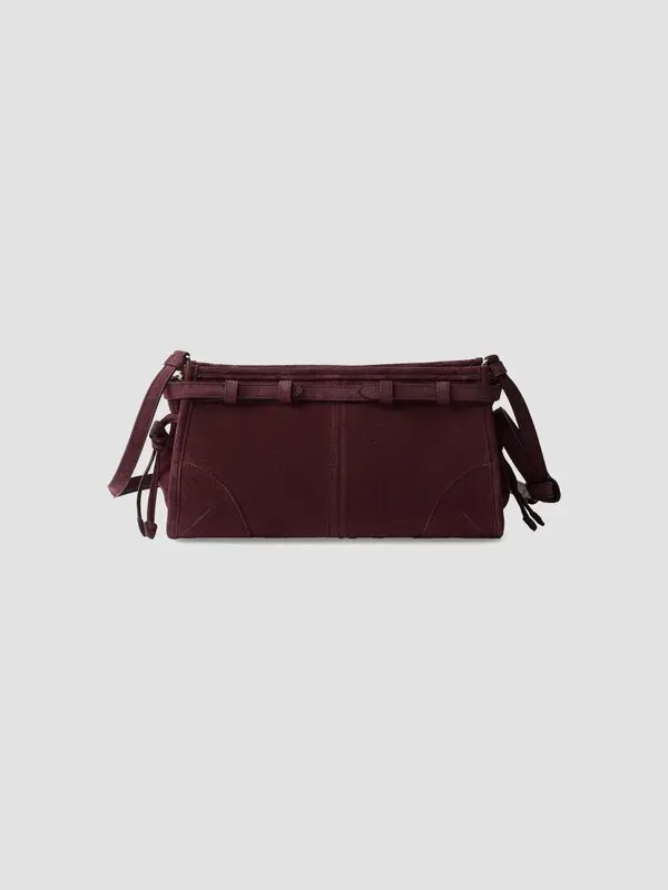 Prada Bonnie Small Suede Shoulder Bag - Dark Red