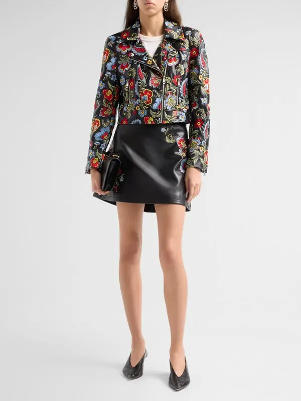 Cinq À Sept Genevive Floral-embroidered Biker Jacket