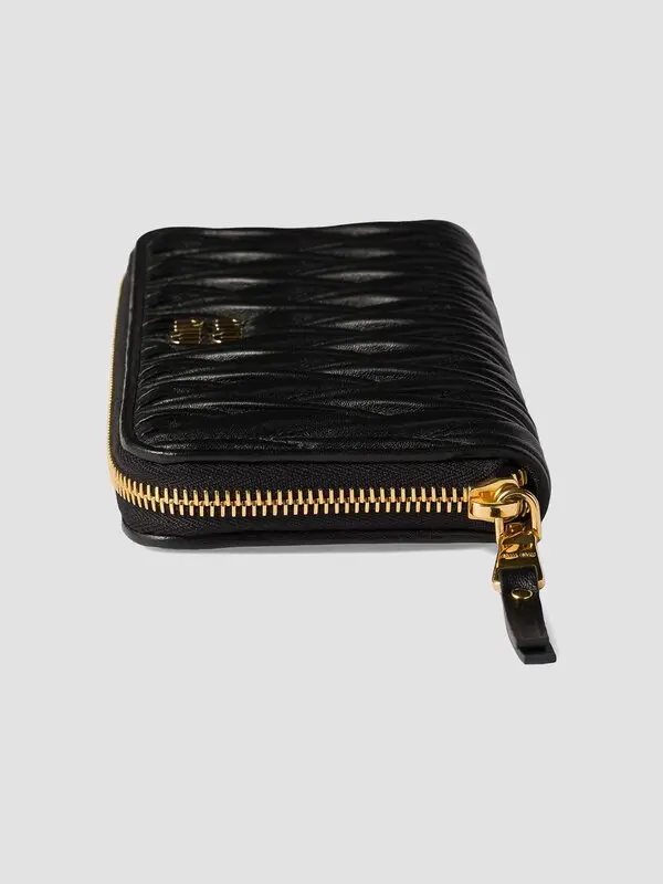 Miu Miu Large Matelassé Nappa Leather Wallet - Black