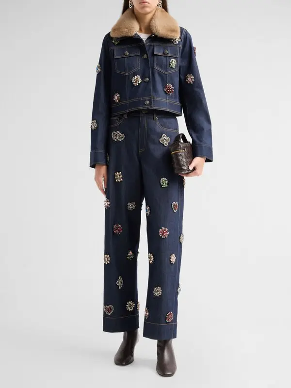 Cinq À Sept Lexie Faux-fur Collar Denim Jacket