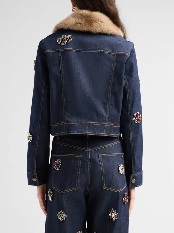 Cinq À Sept Lexie Faux-fur Collar Denim Jacket