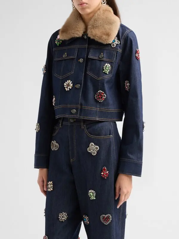 Cinq À Sept Lexie Faux-fur Collar Denim Jacket