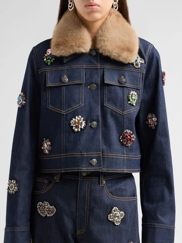 Cinq À Sept Lexie Faux-fur Collar Denim Jacket