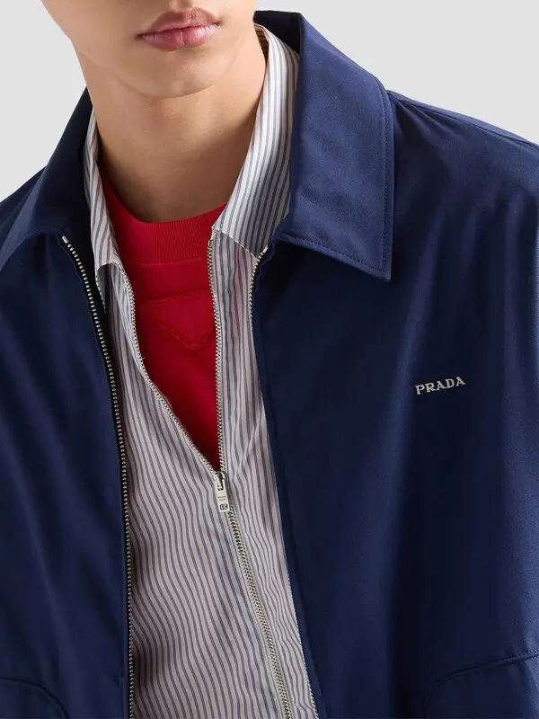 Prada Technical Cotton Zipper Blouson Jacket - Blue