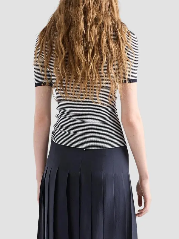 Prada Striped Silk Crew-neck Sweater