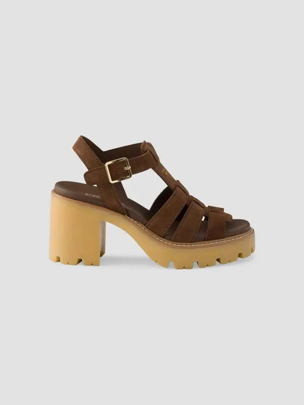 Prada High-heeled Suede Platform Sandals