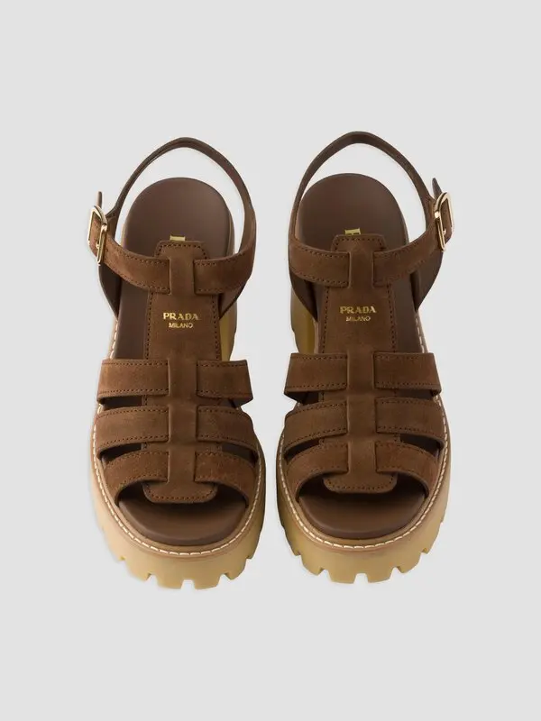 Prada High-heeled Suede Platform Sandals