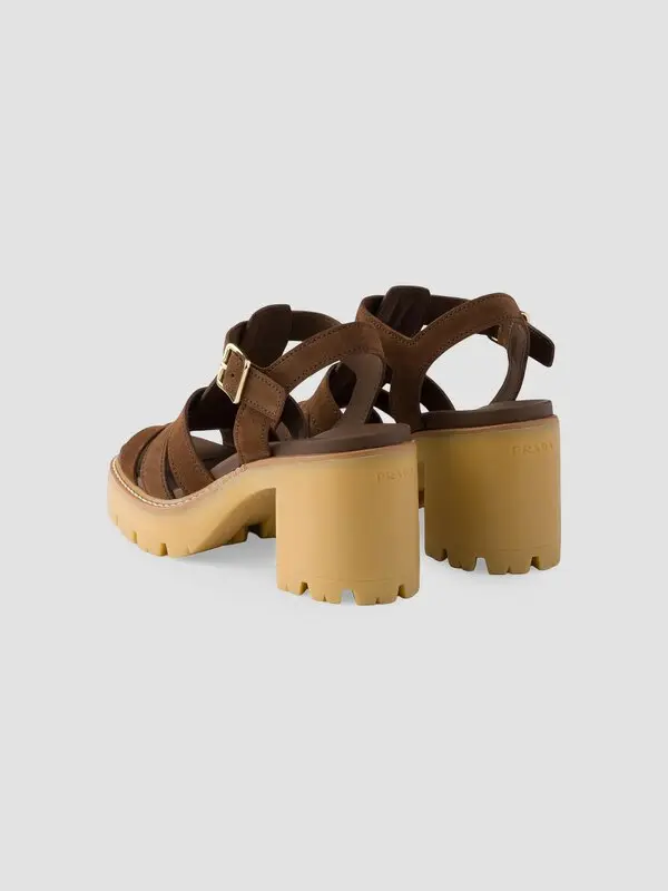 Prada High-heeled Suede Platform Sandals